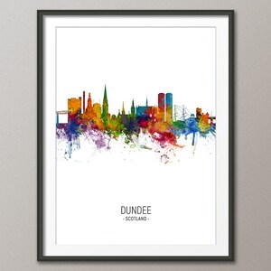 Dundee Skyline, Dundee Scotland Cityscape Art Print Poster Portrait ...