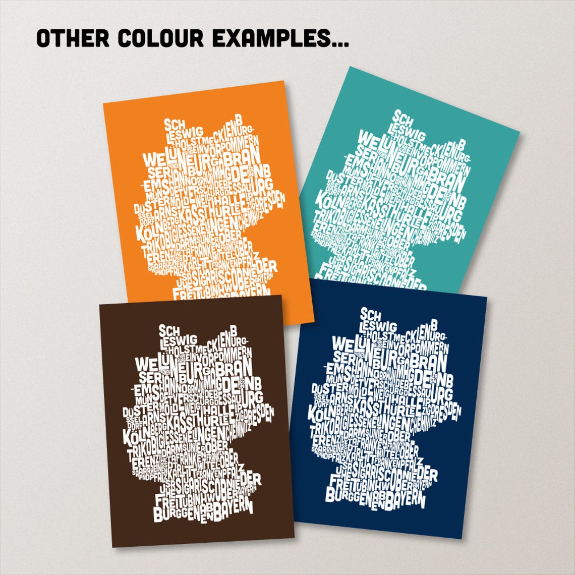 Typography Text Map of Germany Map Art Print 279 Colour | Etsy