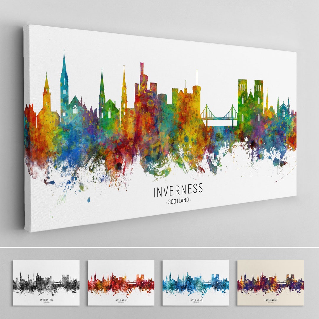 Inverness Skyline Canvas, Scotland Cityscape Box Canvas Art Print (6813 ...