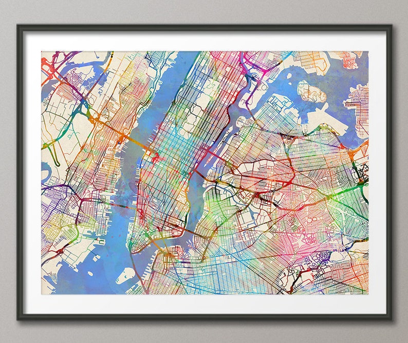 Manhattan New York City Street Map USA Art Print 2071 - Etsy