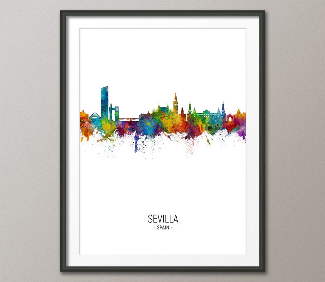 Sevilla Skyline, Sevilla Spain Cityscape Art Print Poster Portrait 6445 ...