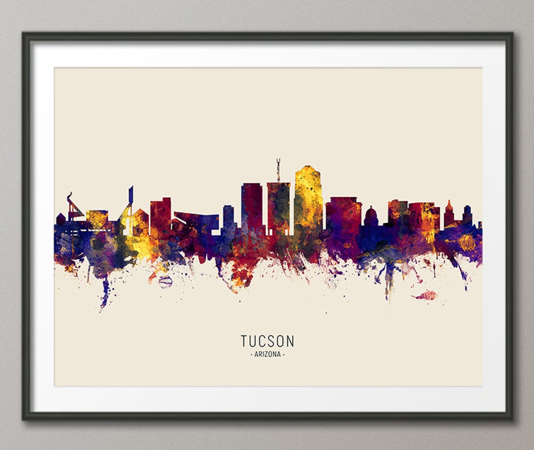 Tucson Skyline Arizona Cityscape Painting Art Print Poster LS - Etsy UK
