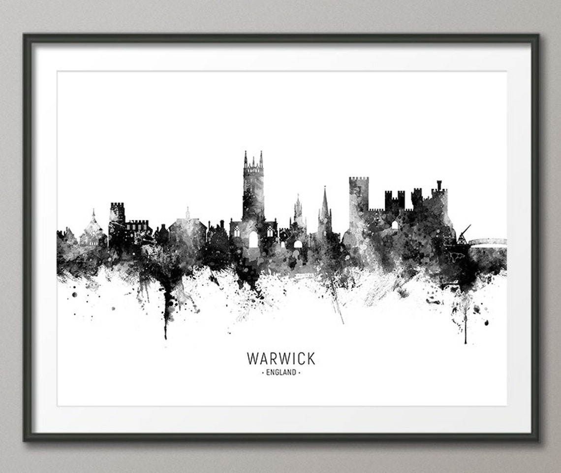 Warwick Skyline Warwick England Cityscape Art Print Poster - Etsy UK