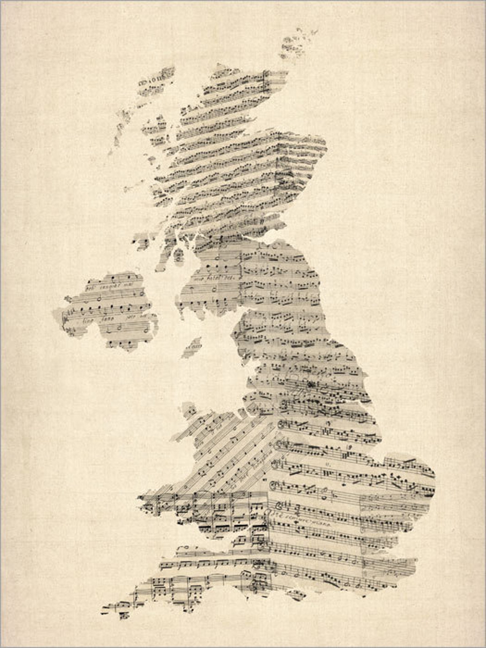 Great Britain UK Old Sheet Music Map Art Print 176 - Etsy