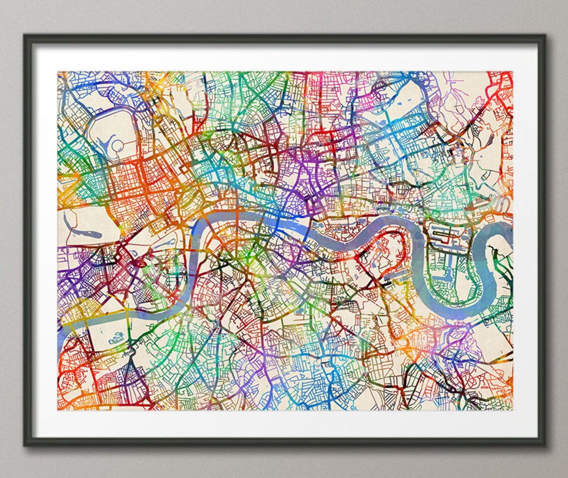 London Map Art Print Street Map of London England 2063 | Etsy