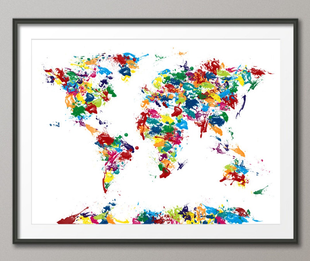 Abstract Painting Map of the World Map, Art Print WM 225 - Etsy