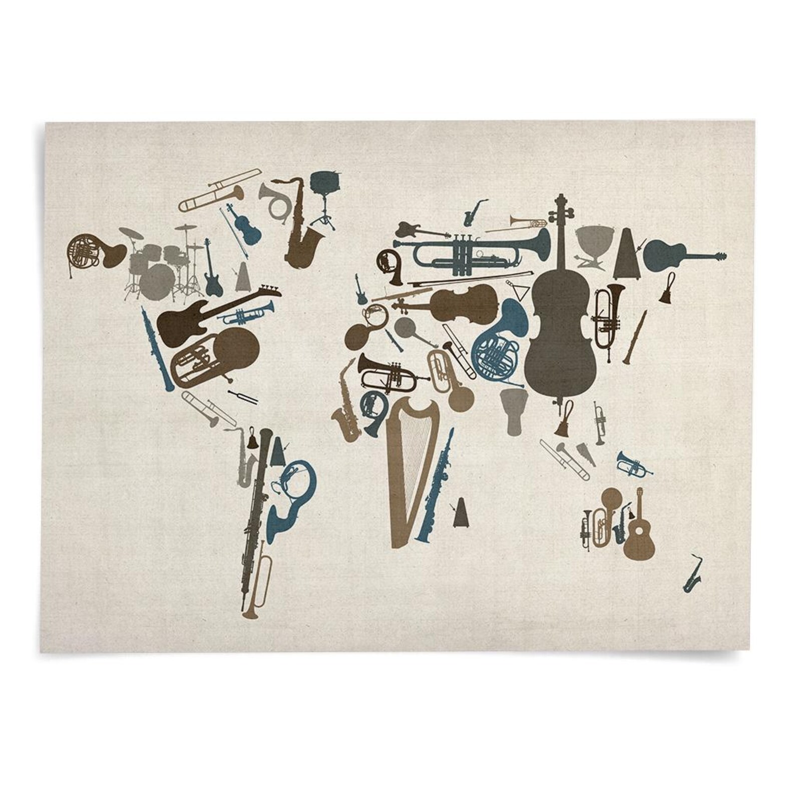 Music Instruments Map of the World Map, Art Print WM (459) - Etsy