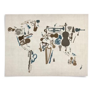 Music Instruments Map of the World Map, Art Print WM (459) - Etsy