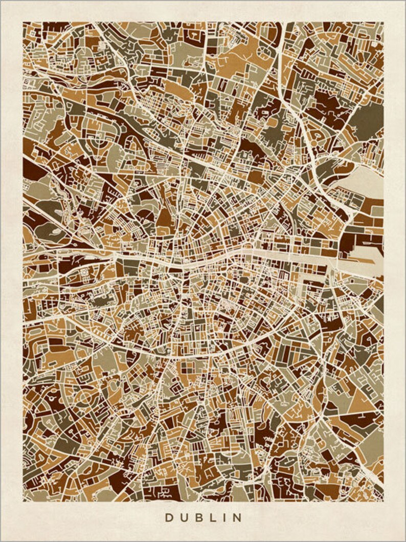 Dublin Map Dublin Ireland City Map Street Map of Dublin | Etsy