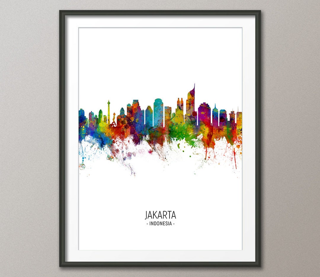 Jakarta Skyline, Jakarta Indonesia Cityscape Art Print Poster Portrait ...