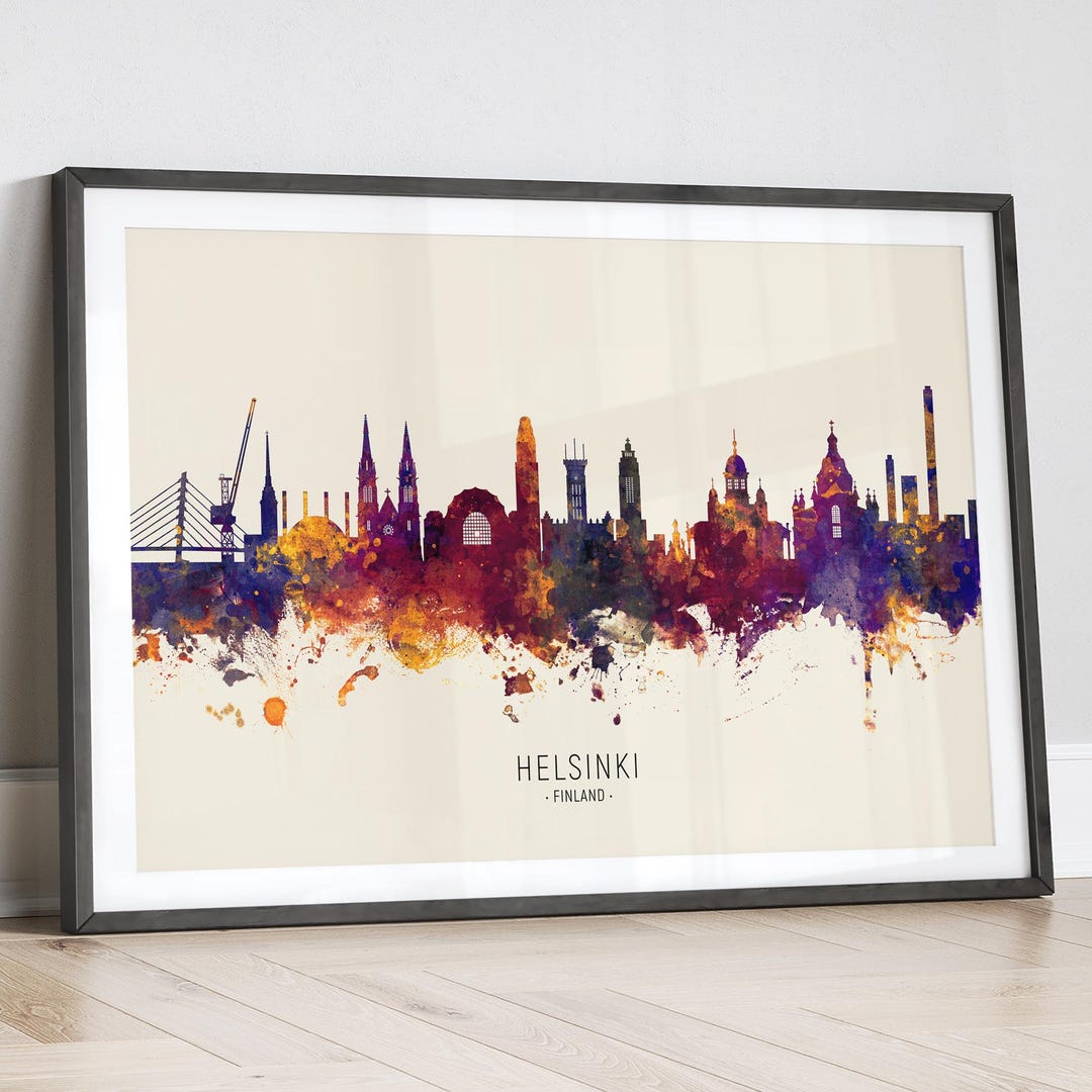 Helsinki Finland Skyline, Cityscape Painting - Art Print Poster LX ...