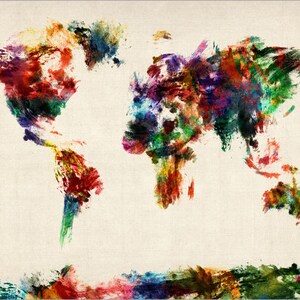 Map of the World Map Abstract Painting, Art Print 904 - Etsy