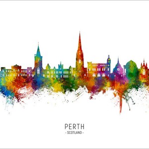 Perth Skyline Scotland Cityscape Painting Art Print Poster CX - Etsy