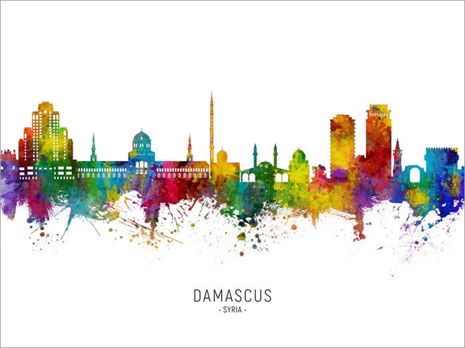 Damascus Skyline Syria Cityscape Painting Art Print Poster CX - Etsy