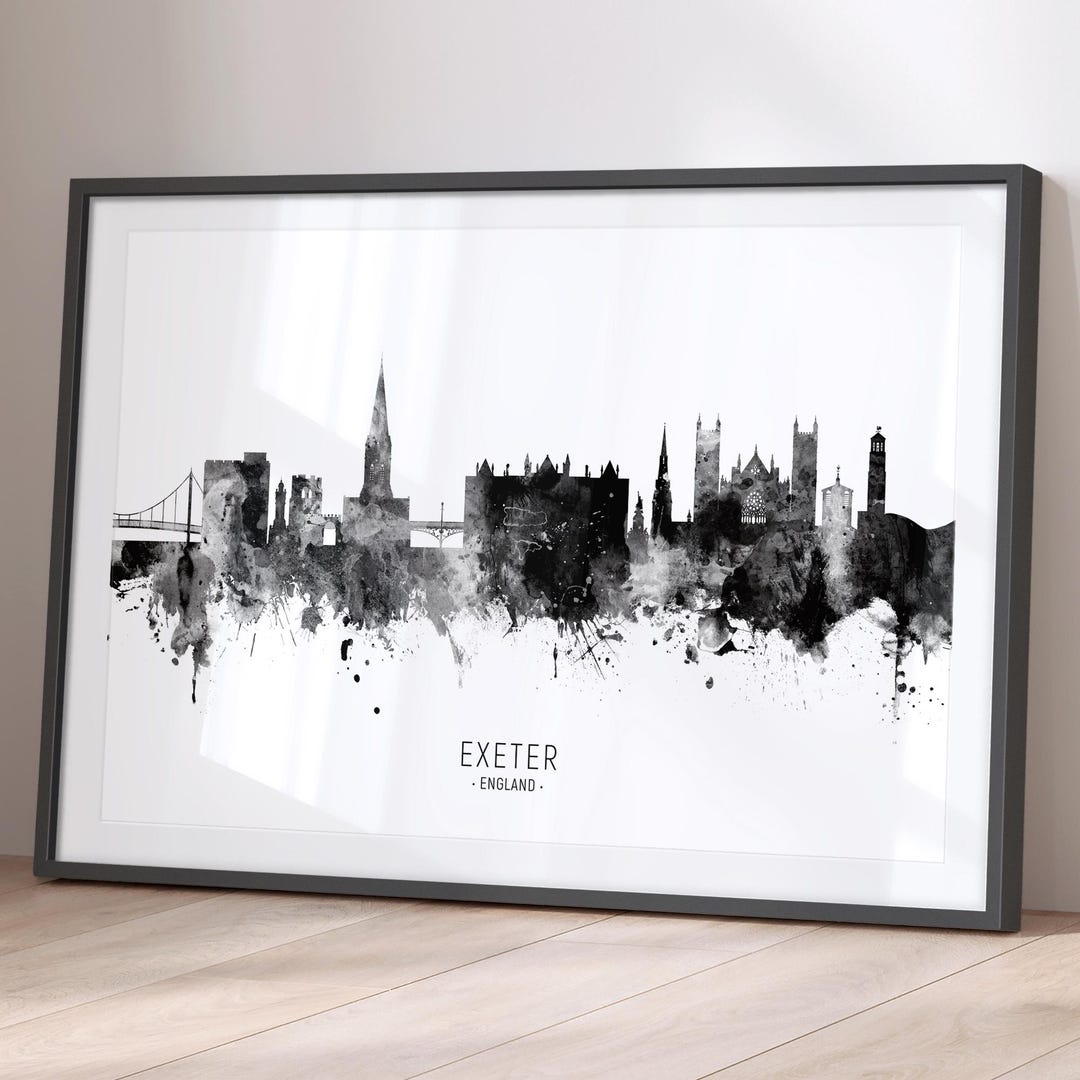 Exeter Skyline England, Cityscape Painting Art Print Poster BX (11535 ...