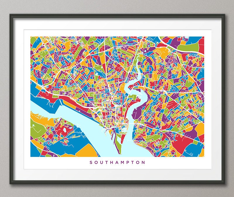 Southampton Map Southampton Hampshire England City Street - Etsy UK