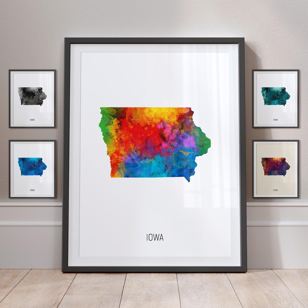 Iowa Map, US State Watercolour Painting Art Print Poster MX (30981) - Etsy