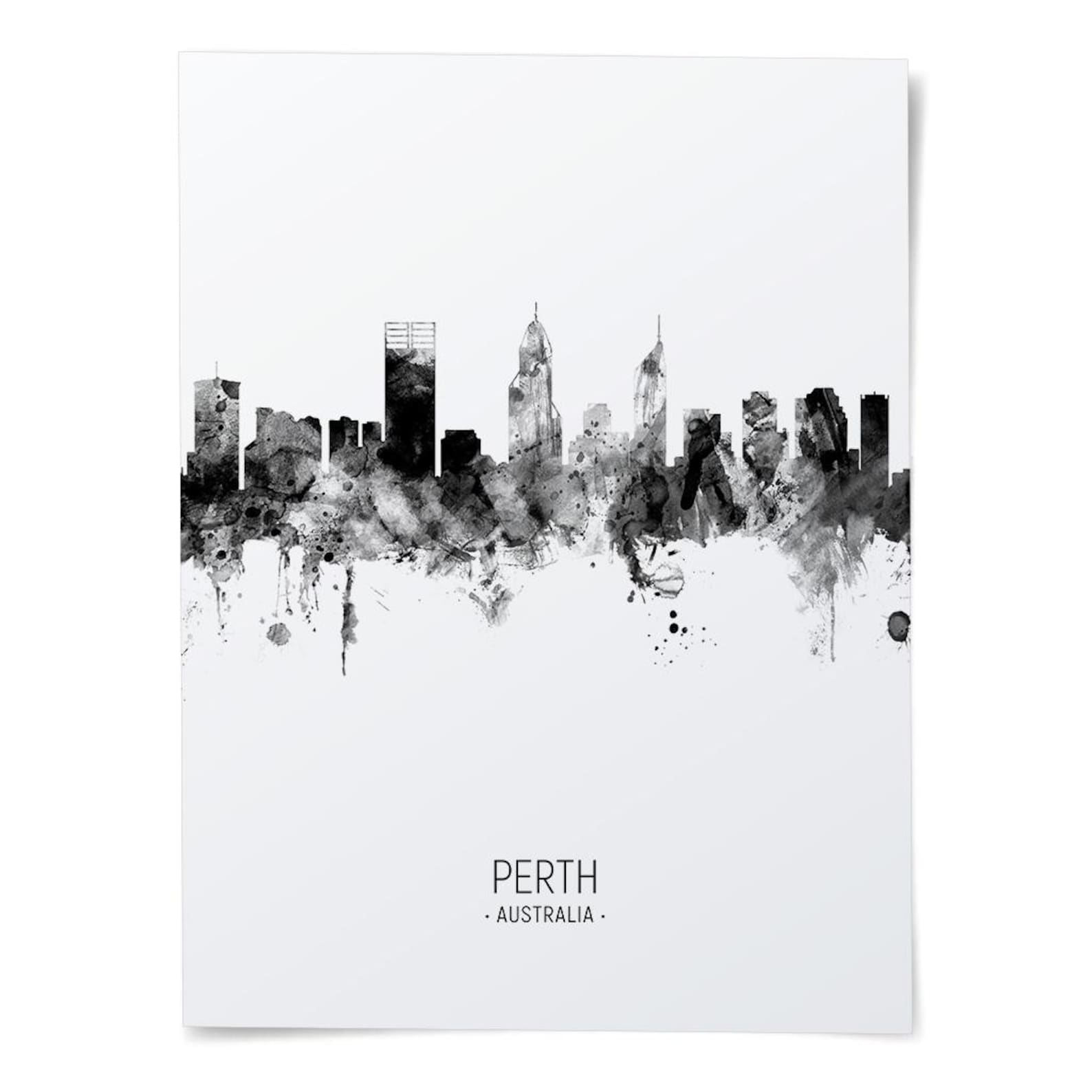 Perth Skyline, Perth Australia Cityscape Art Print Poster Portrait PX ...