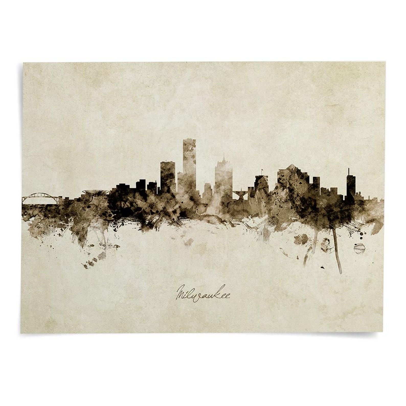 Milwaukee Skyline Wisconsin, Cityscape Painting Art Print Poster CX ...