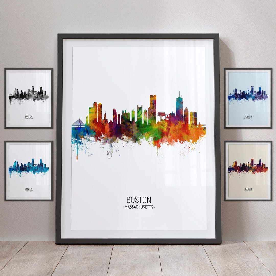 Boston Skyline, Boston Massachusetts Cityscape Art Print Poster ...