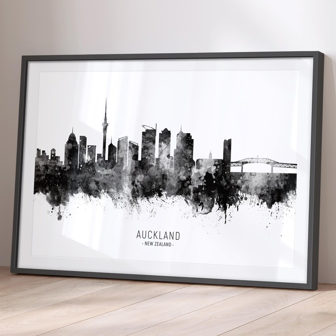Auckland Skyline New Zealand, Cityscape Painting Art Print Poster BX ...