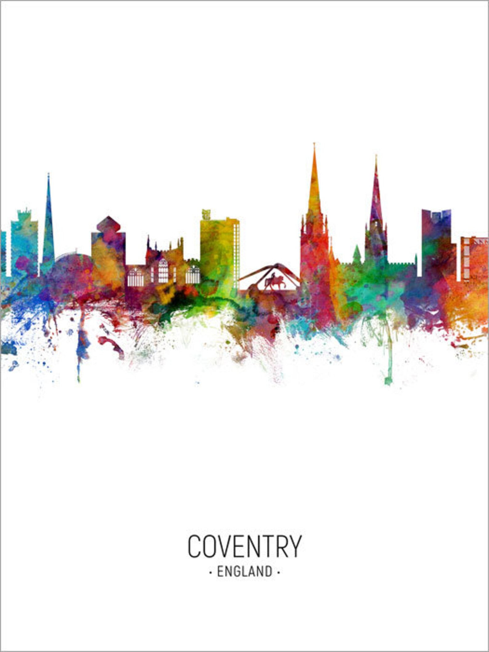 Coventry Skyline Coventry England Cityscape Art Print Poster - Etsy