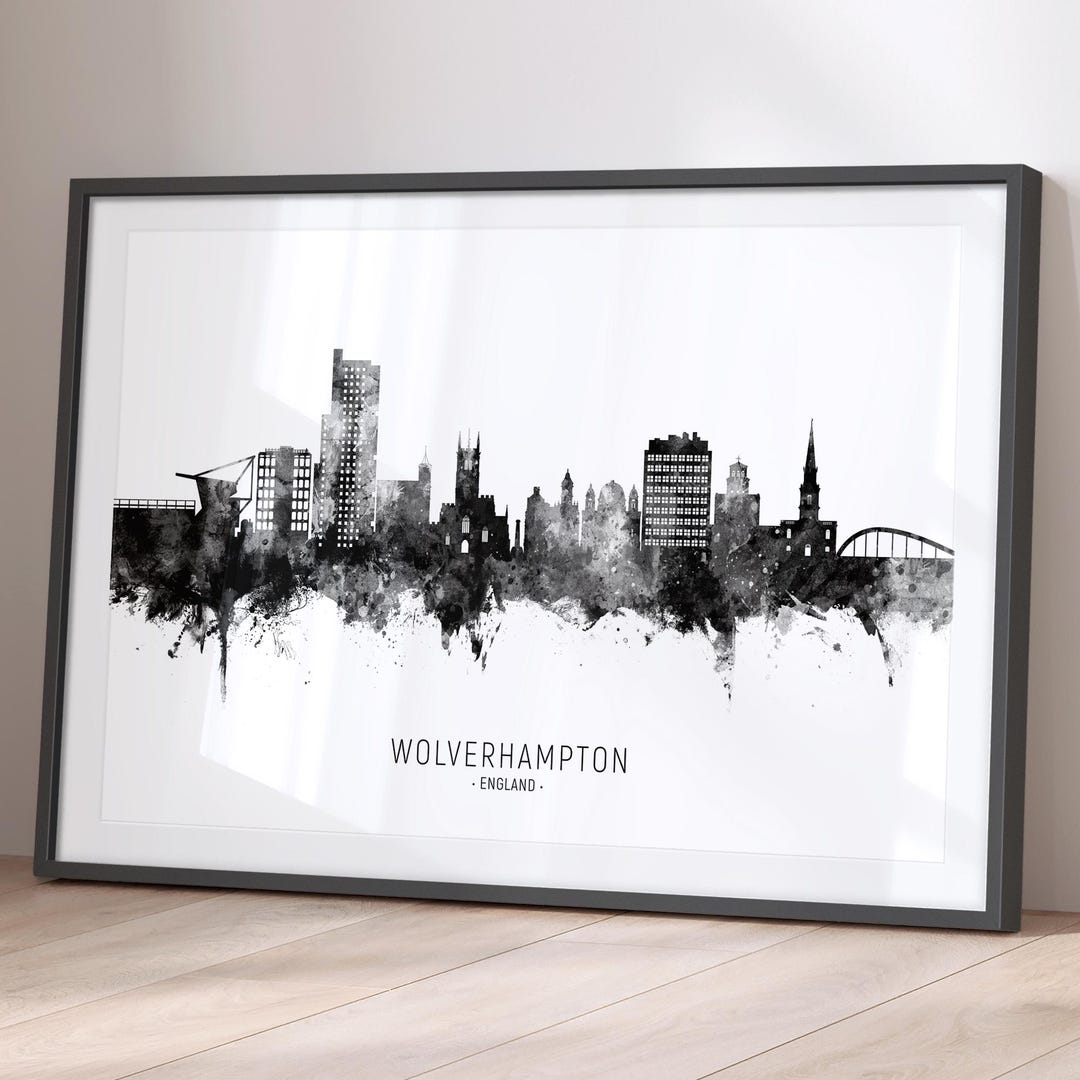 Wolverhampton Skyline England, Cityscape Painting Art Print Poster BX ...