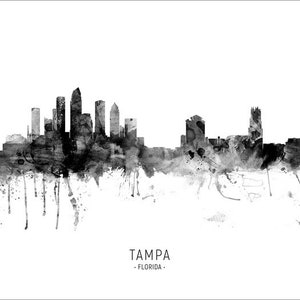 Tampa Skyline Tampa Florida Cityscape Art Print Poster - Etsy