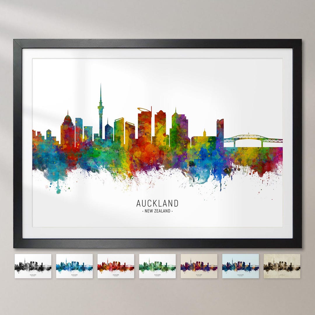 Auckland Skyline New Zealand, Cityscape Painting Art Print Poster CX ...