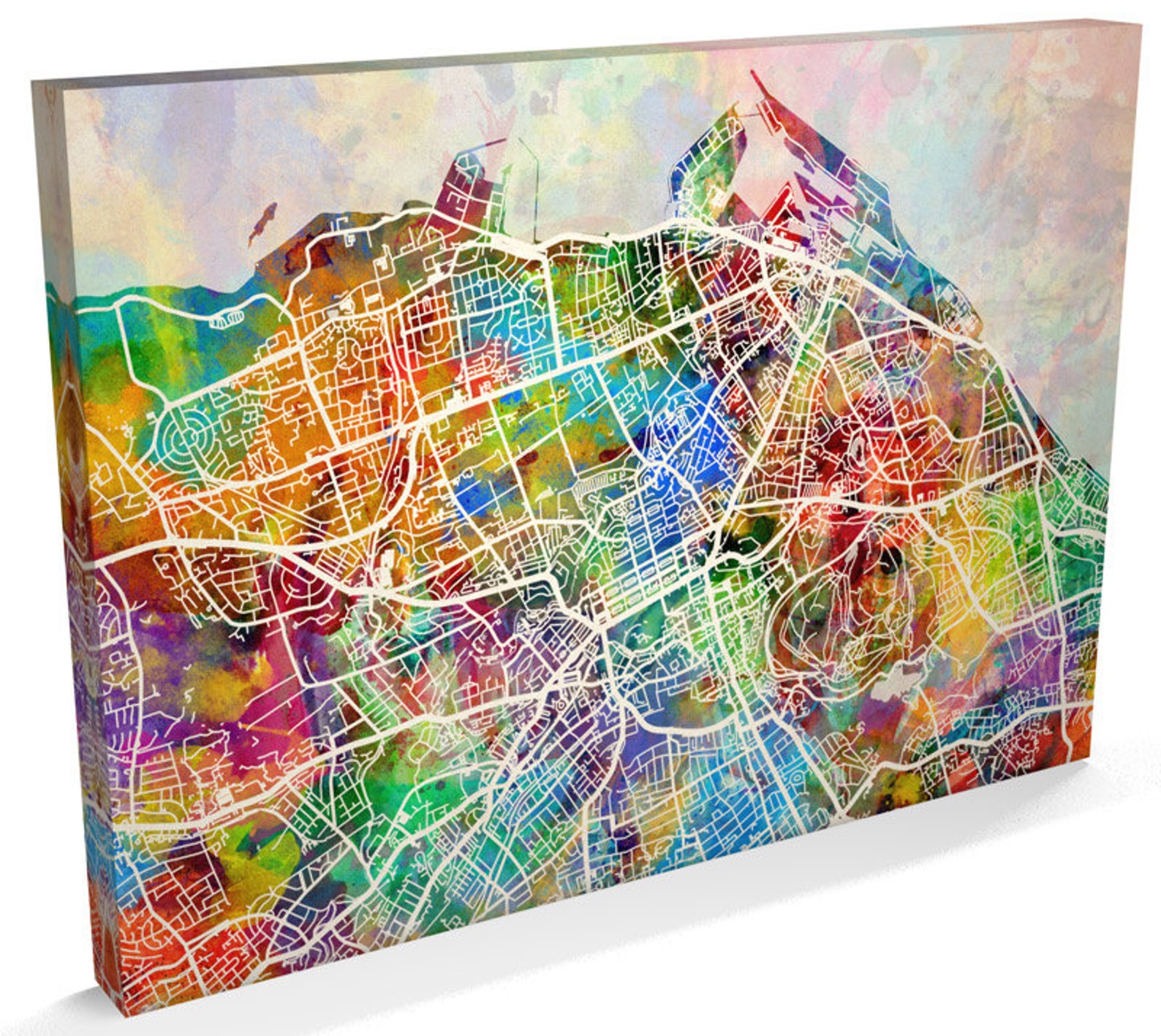 Edinburgh Map Edinburgh Scotland City Map Box Canvas Art - Etsy UK