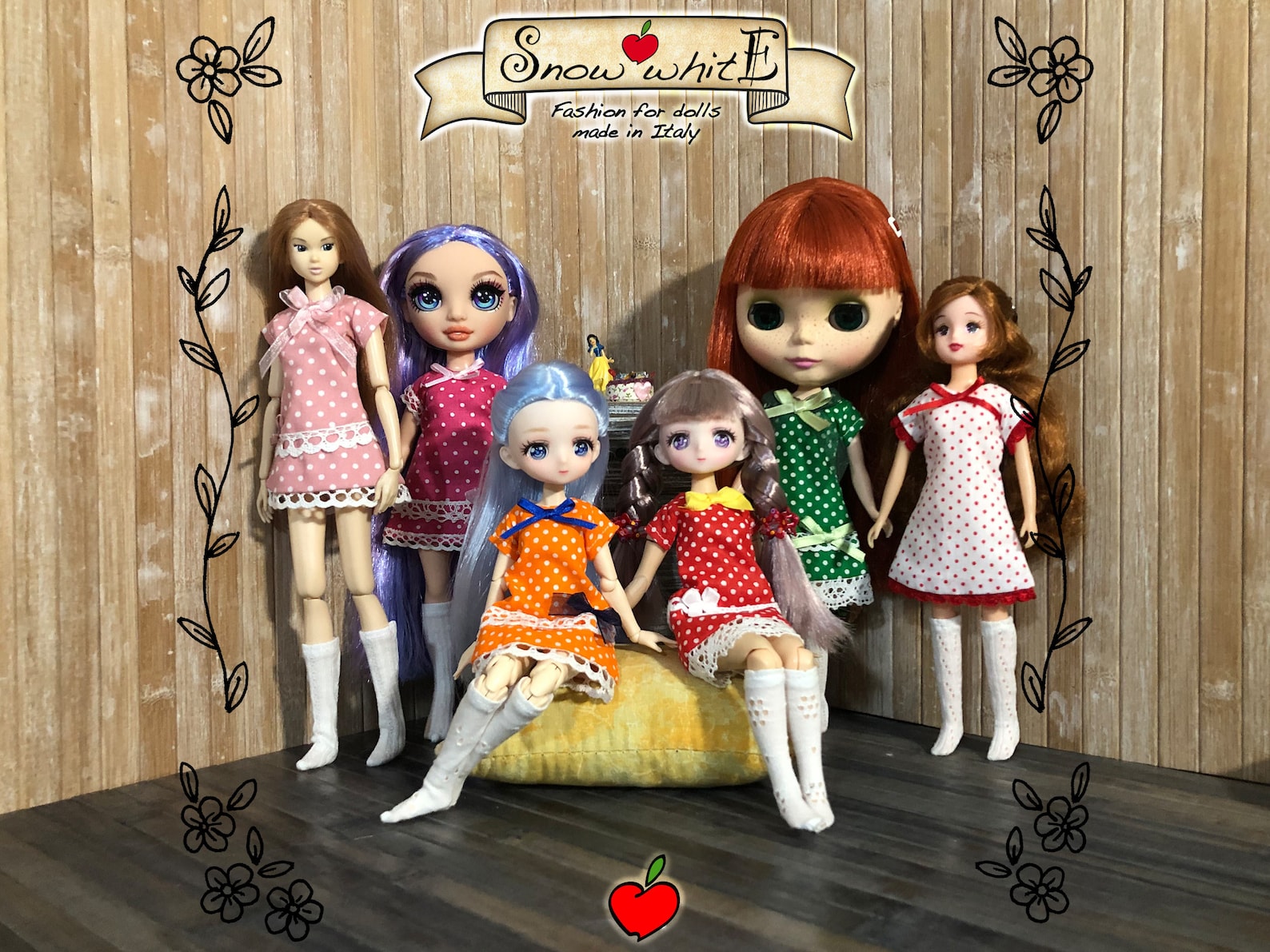 Mini Dress With Stockings for Blythe, Licca, Azone, Momoko, Obitsu-like ...