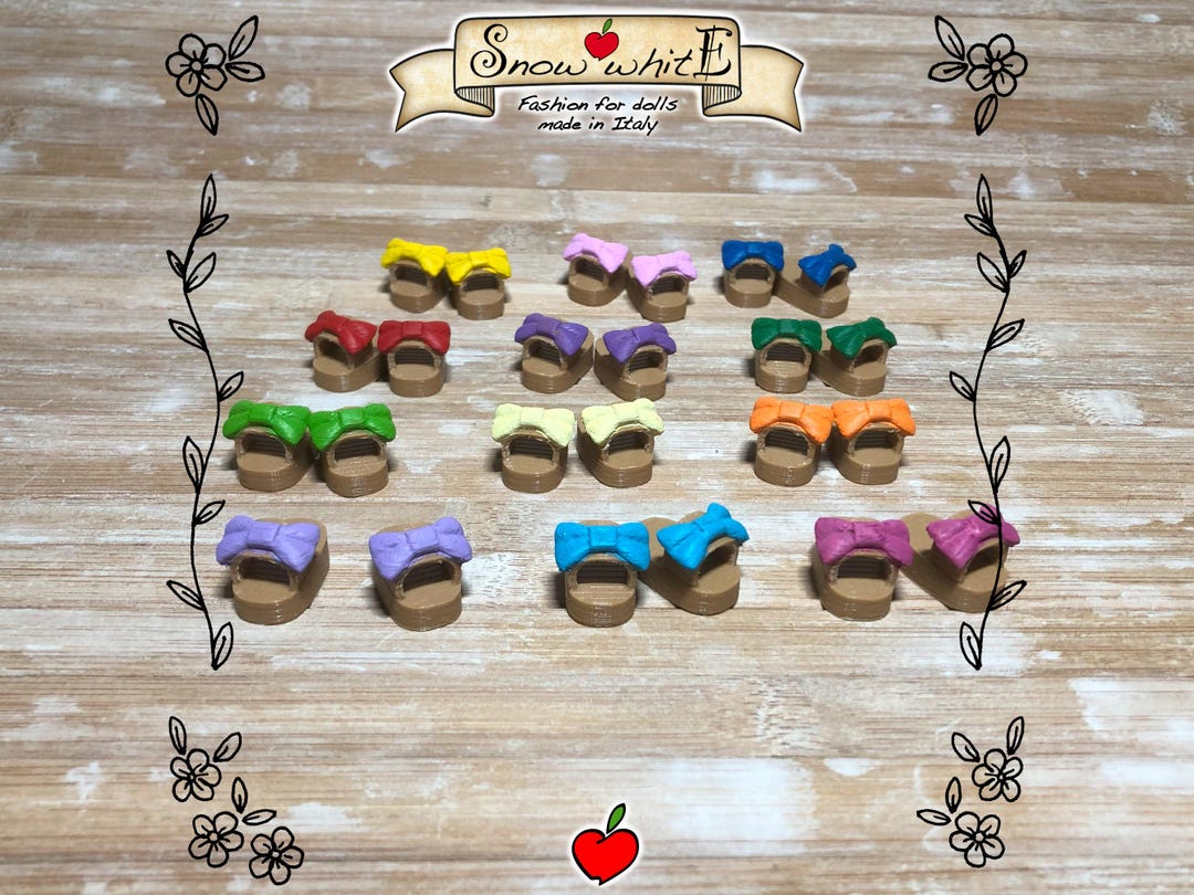 Bow Sandals, 3D Printed (PLA) Hand Colored for Blythe Dolls (original ...