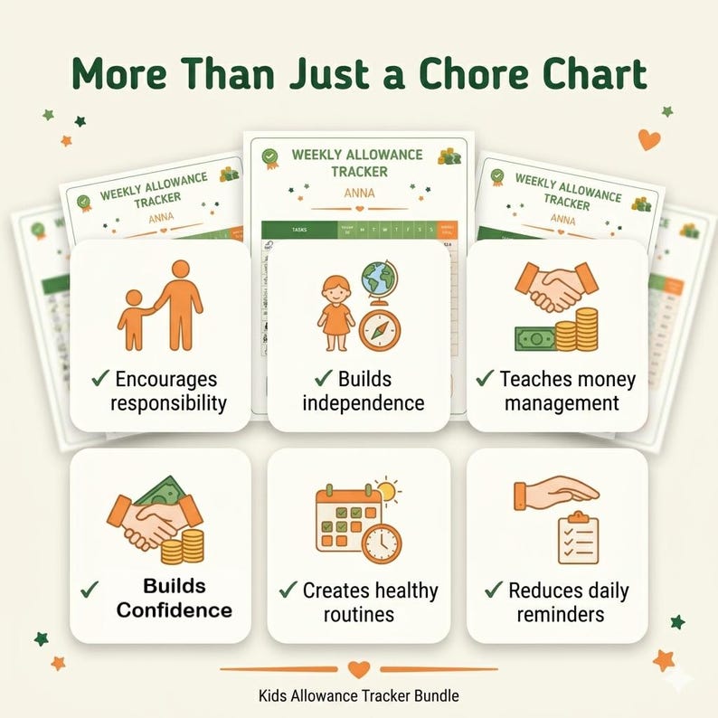 Fillable PDF Allowance & Responsibility Chart for Kids | Printable Teen ...