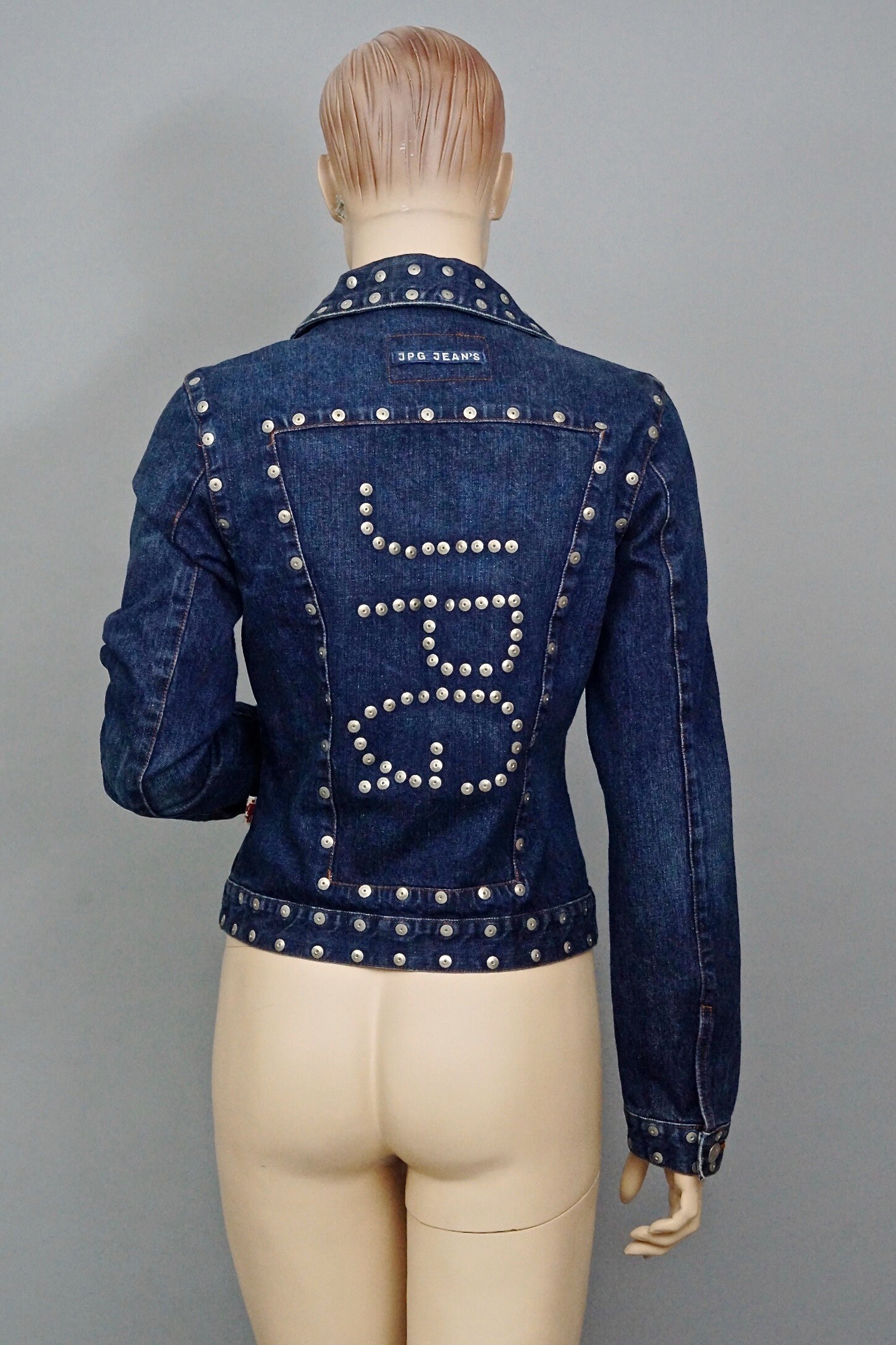 Vintage JEAN PAUL GAULTIER Logo Studded Denim Jacket - Etsy Vintage JEAN PAUL GAULTIER Logo Studded Denim Jacket - Etsy