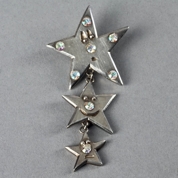 Vintage 1987 BILLY BOY 3 Tier Star Face Rhinestone Br… - Gem