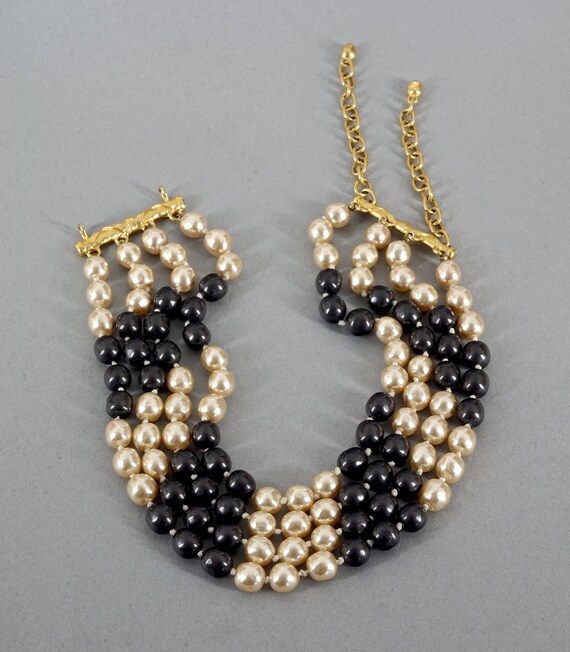 Vintage KARL LAGERFELD Multi Strand Two Tone Pearl Ch… - Gem