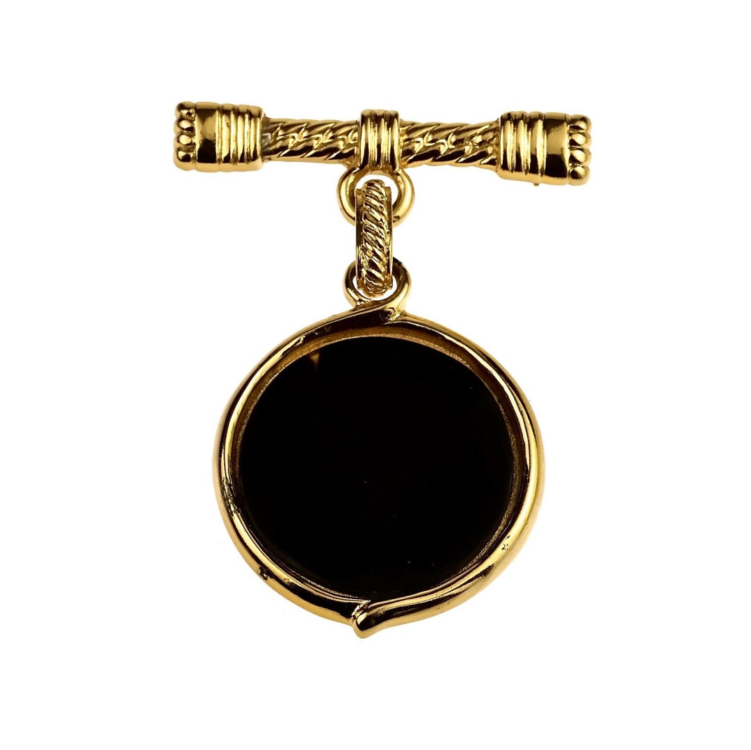 Vintage YVES SAINT LAURENT Ysl Onyx Medallion Badge Brooch - Etsy