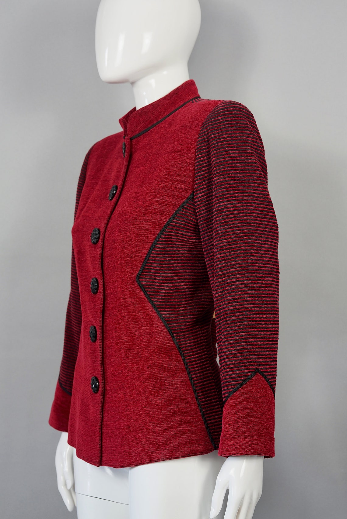 Vintage YVES SAINT LAURENT Ysl Red Mandarin Collar Jacket - Etsy