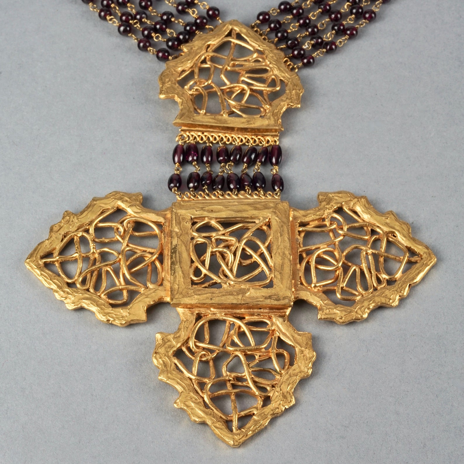 Vintage Massive ROBERT GOOSSENS PARIS Gilt Cross Multi Strand - Etsy
