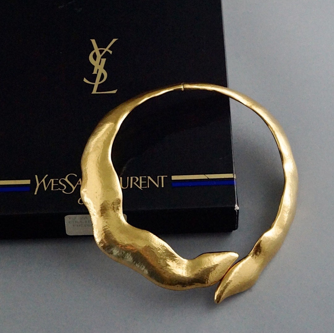 Vintage 1991 YVES SAINT LAURENT Ysl Snake Serpent Rigid Choker Necklace ...