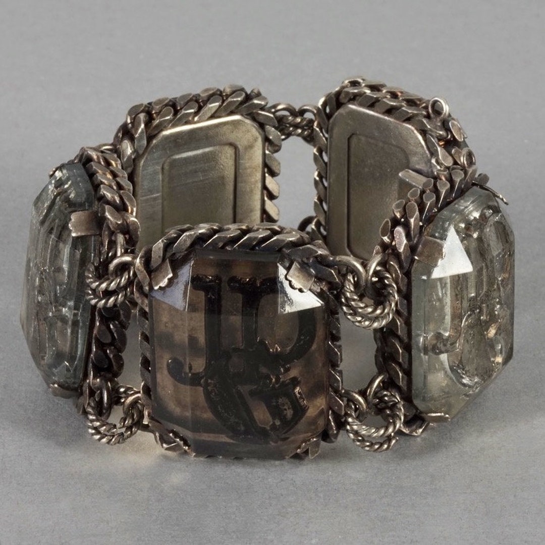 Vintage JEAN PAUL GAULTIER Jpg Logo Encrusted Lucite Link Bracelet - Etsy