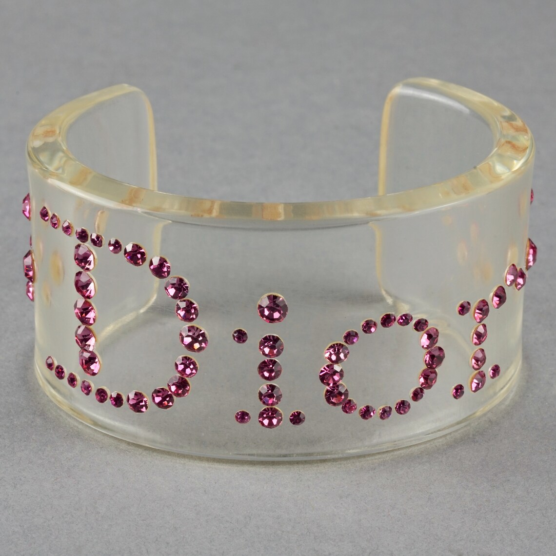 Vintage CHRISTIAN DIOR Pink Logo Rhinestone Lucite Bracelet | Etsy