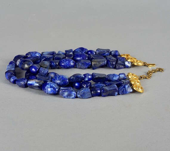 Vintage EDOUARD RAMBAUD 3 Tier Lapis Lazuli Resin Nec… - Gem
