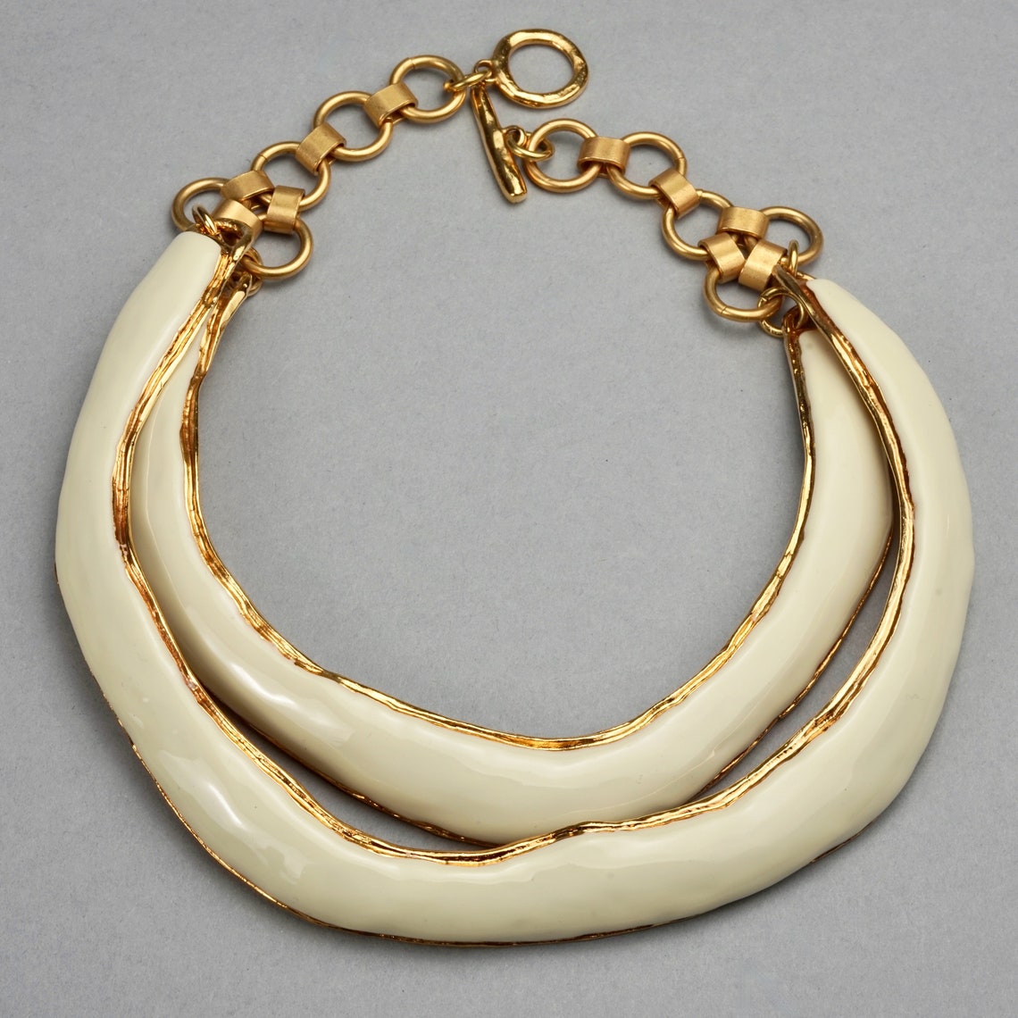 Vintage CHRISTIAN LACROIX Double Layer White Enamel Rigid - Etsy