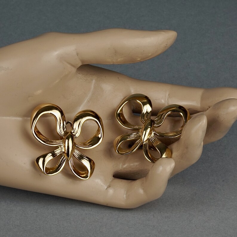 Vintage YVES SAINT LAURENT Ysl Ribbon Bow Earrings | Etsy