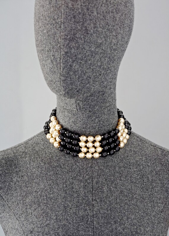 Vintage KARL LAGERFELD Multi Strand Two Tone Pearl Ch… - Gem