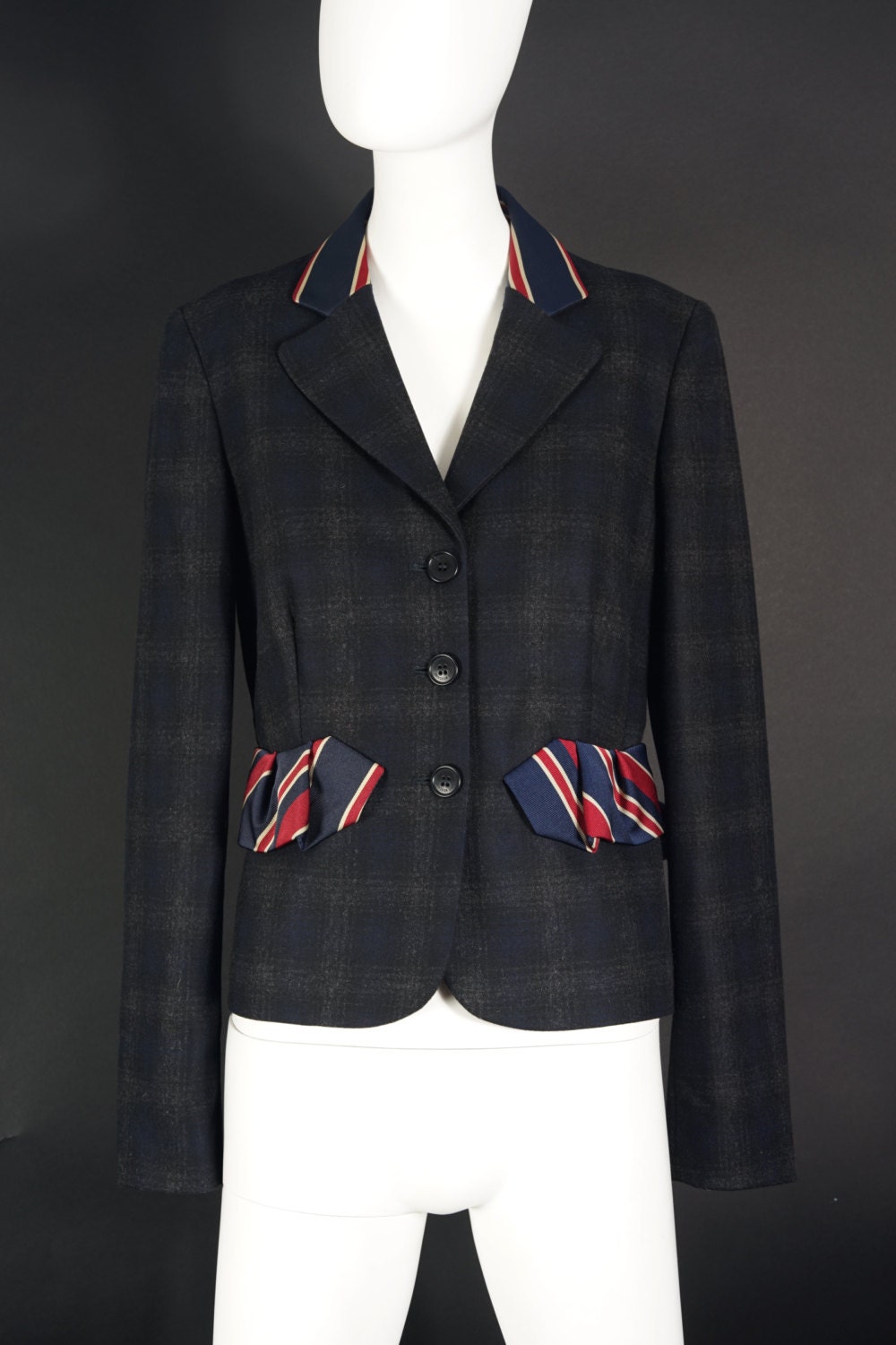 Vintage MOSCHINO Necktie Plaid Novelty Blazer Jacket - Etsy