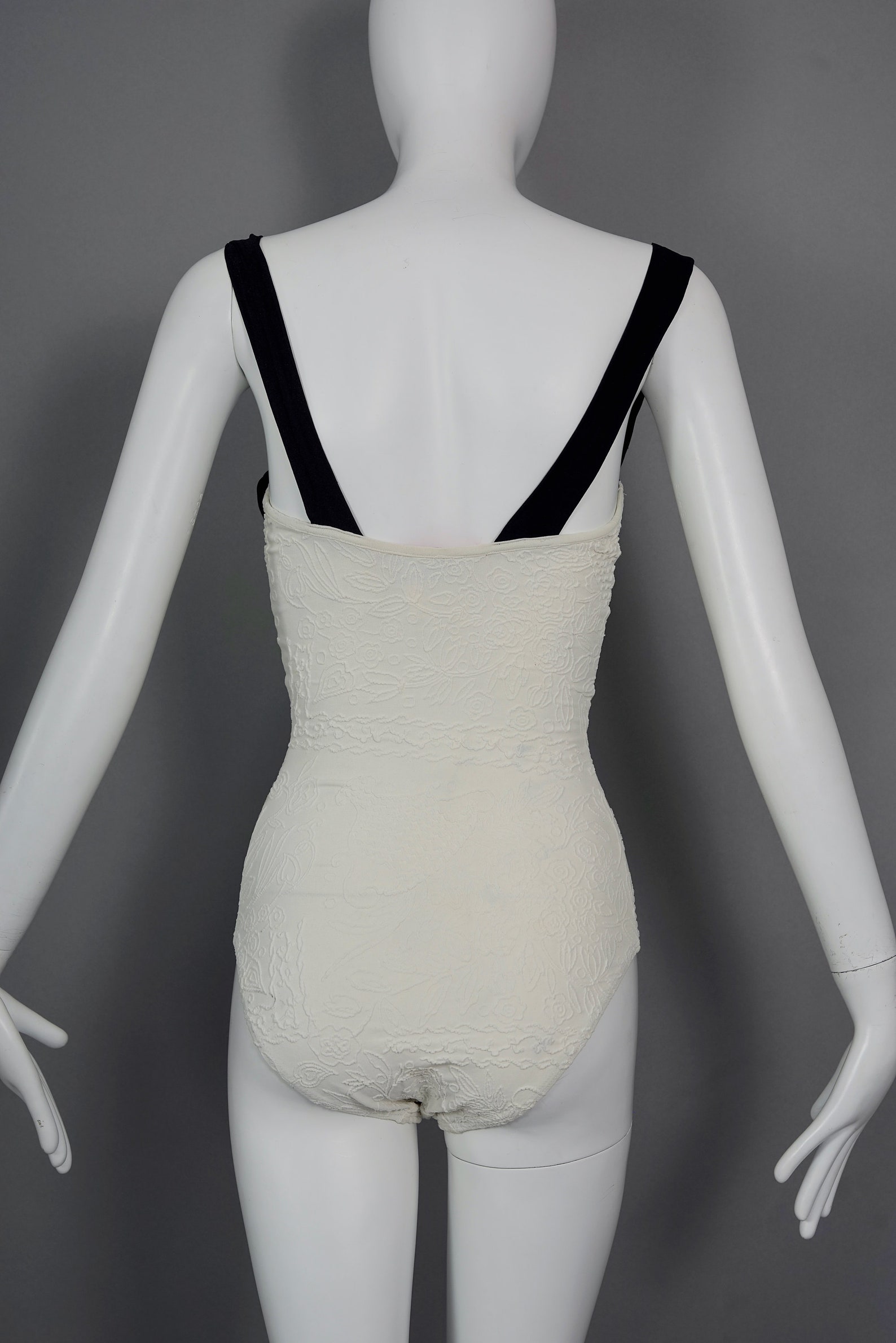 Vintage CHRISTIAN LACROIX Wired Corset Embossed Brocade Ivory White ...