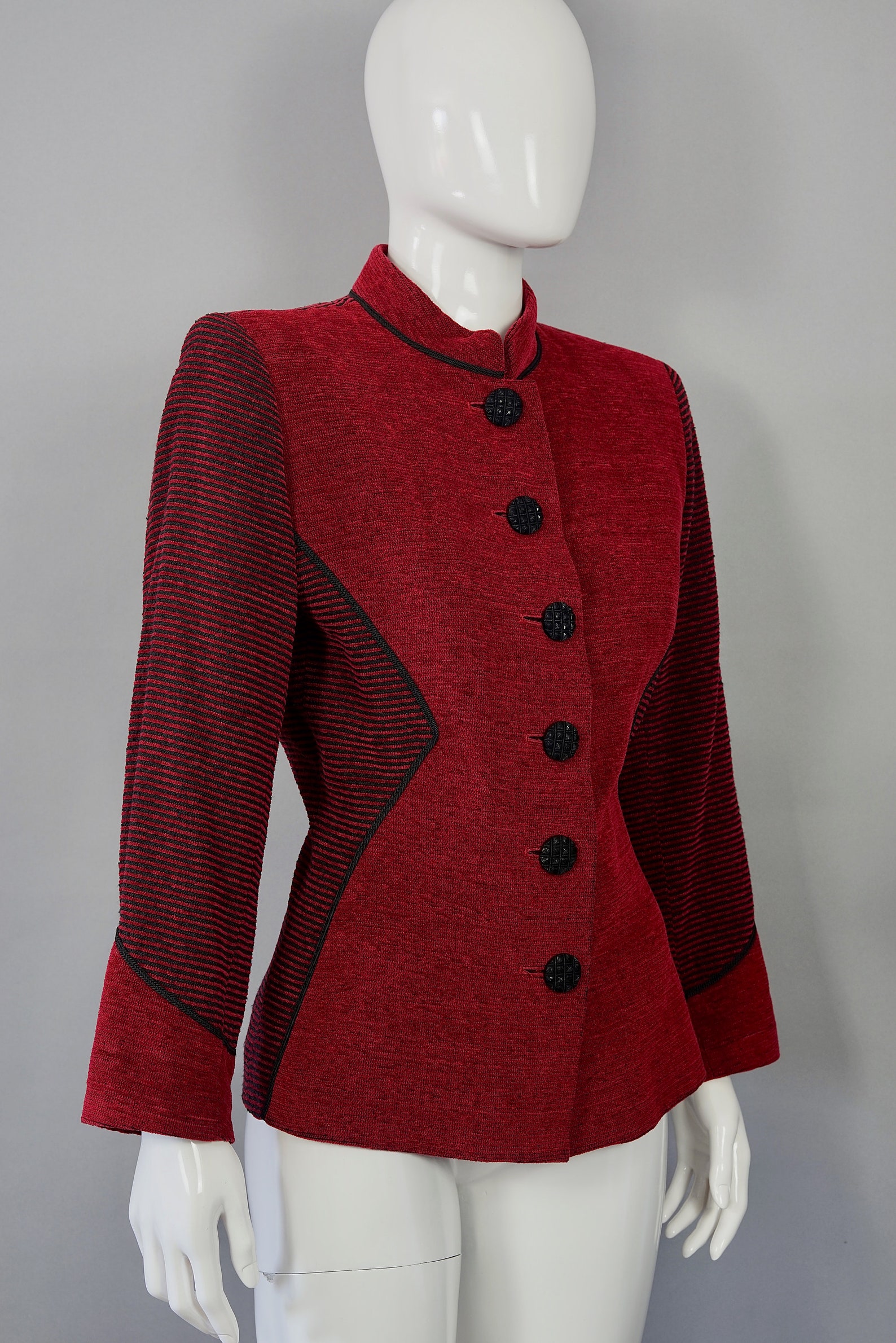 Vintage YVES SAINT LAURENT Ysl Red Mandarin Collar Jacket | Etsy