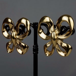 Vintage YVES SAINT LAURENT Ysl Ribbon Bow Earrings - Etsy